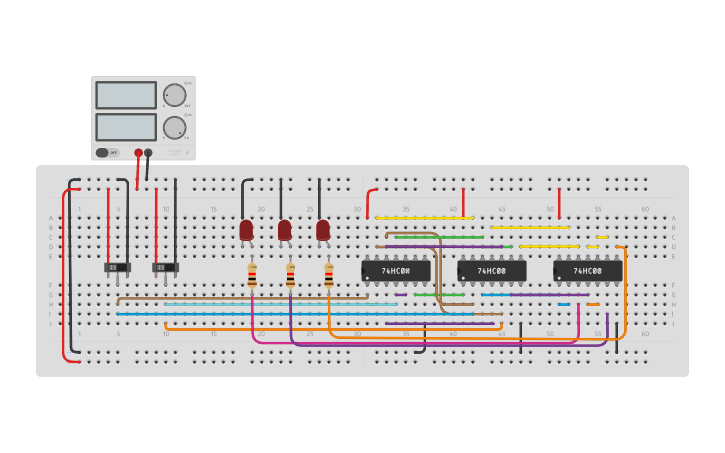 Circuit design 1 BIT MAGNITUDE COMPARATOR NAND GATE - Tinkercad
