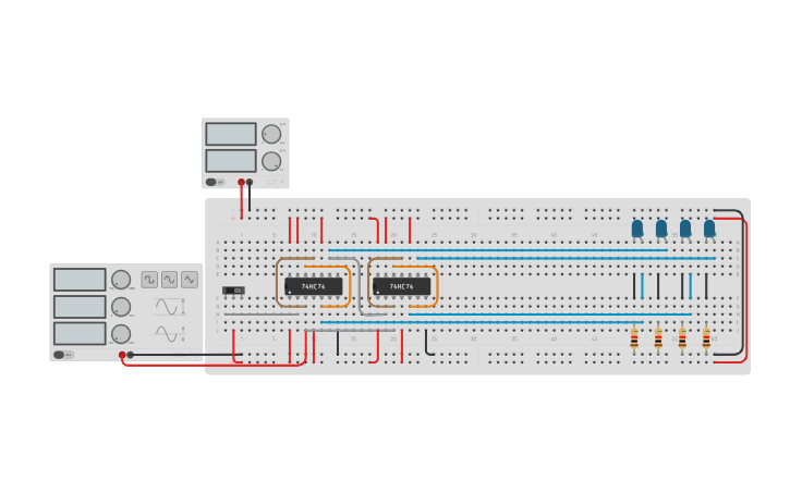 Circuit design Registrador Serial-In, Paralelo-Out - Tinkercad