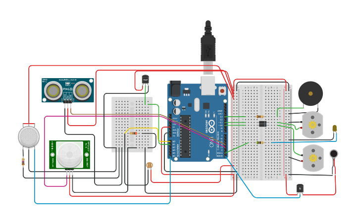 Circuit design five sensor | Tinkercad Circuit design five sensor | Tinkercad