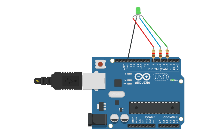 Circuit design program 2.RGB LED Blinking with Risistor - Tinkercad