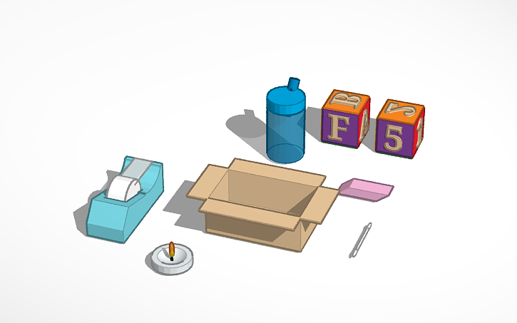 3d Design Assortment Of Household Objects Tinkercad
