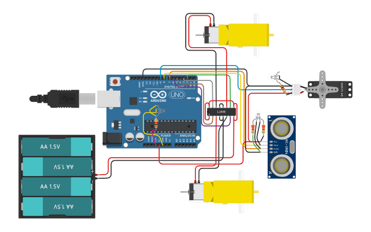 Circuit design Copy of Robot car Kit - Tinkercad