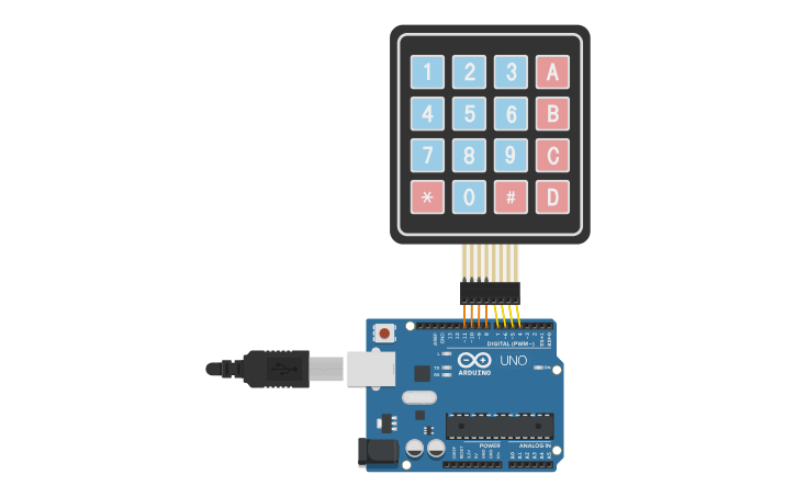 Circuit design hex keypad - Tinkercad