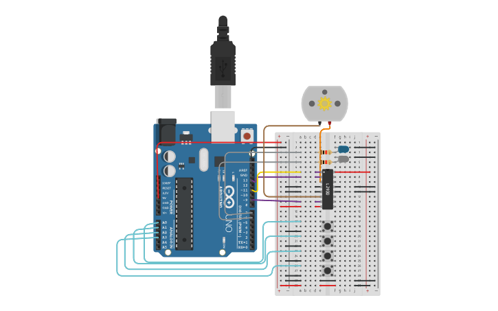 Circuit design Motor-control(self-made Example) - Tinkercad