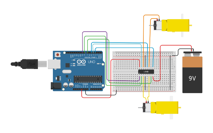 Circuit design L293D DC Motor Arduino - Tinkercad