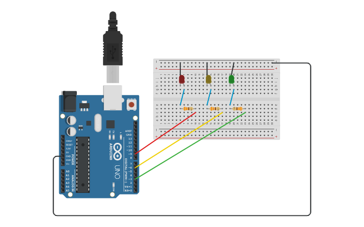 Circuit design LED LIGHTS - Tinkercad