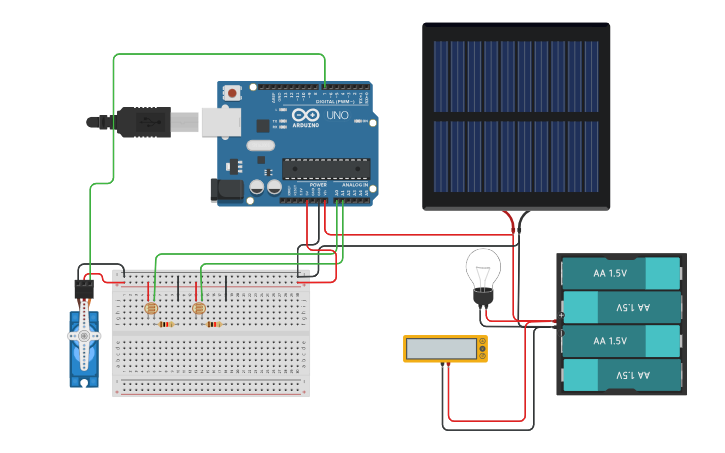 Circuit design Solar Tracking System - Tinkercad