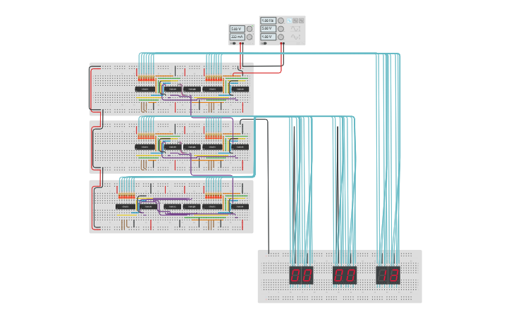Circuit design Arquitetura - Relógio Digital - Tinkercad