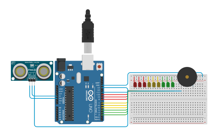 Circuit design Tinkercad - Parking Sensor - Tinkercad