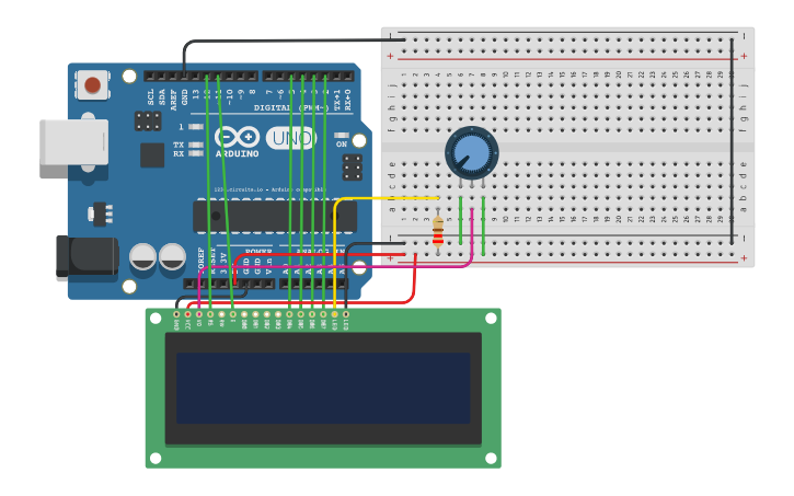 Circuit design LCD - Tinkercad