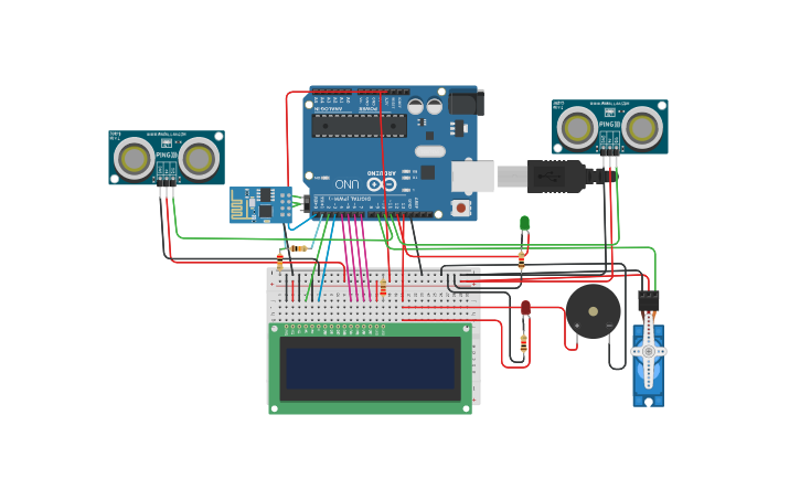 Circuit design Smart Parking System - Tinkercad