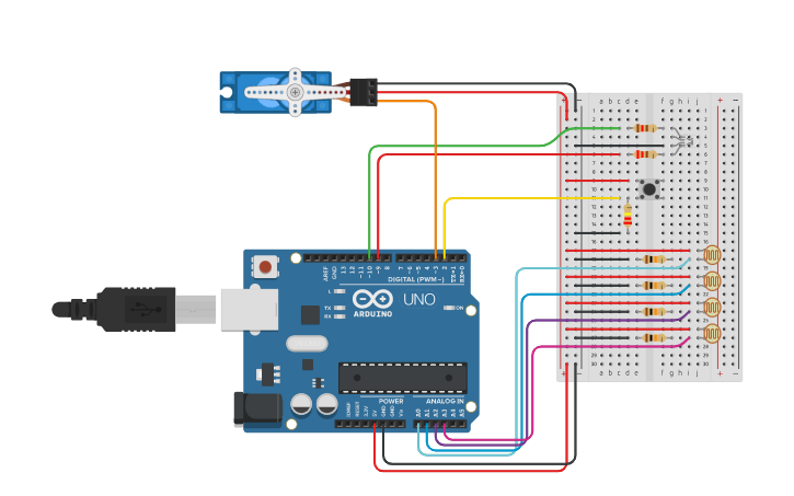 Circuit design Photosensor Combination Lock - Tinkercad