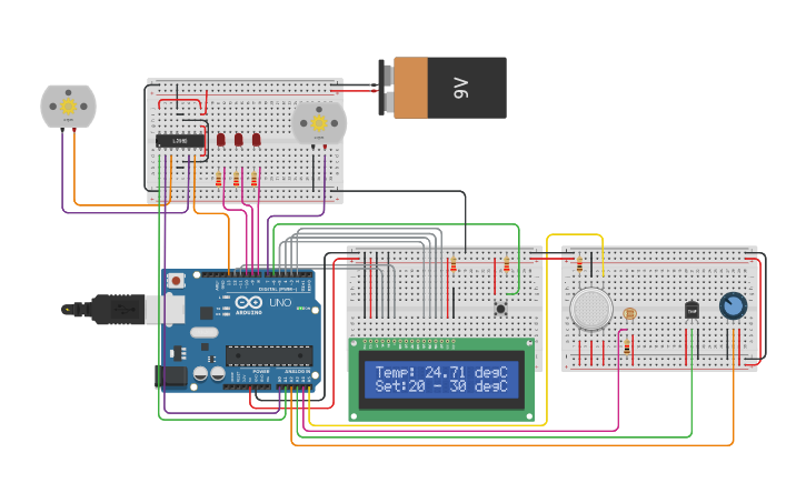 Circuit design FINAL DM401 Combined Code and Circuit - Tinkercad