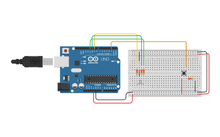 Circuit design RGB interrupt - Tinkercad