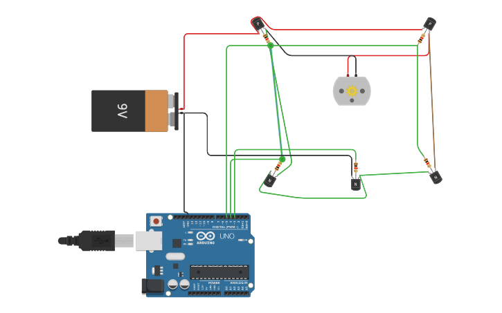 Circuit design H-Bridge | Tinkercad