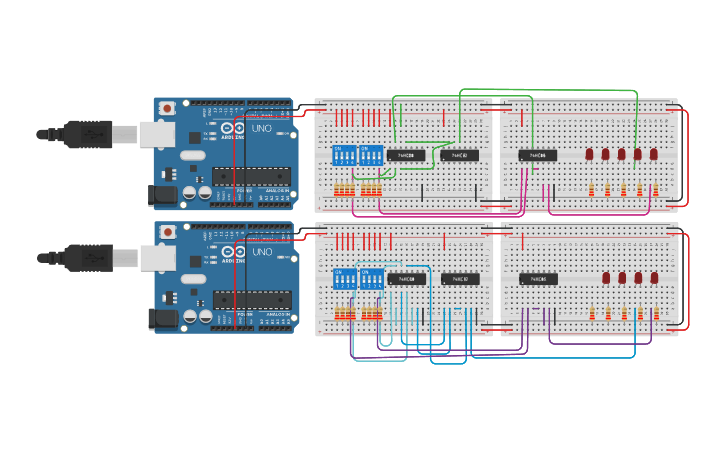 Circuit design Sumador Binario - Tinkercad