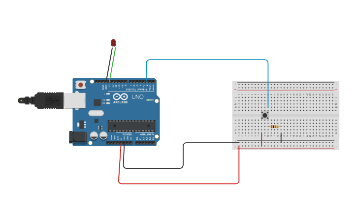 Circuit design CONTROLLING lED USING PUSHBUTTON - Tinkercad