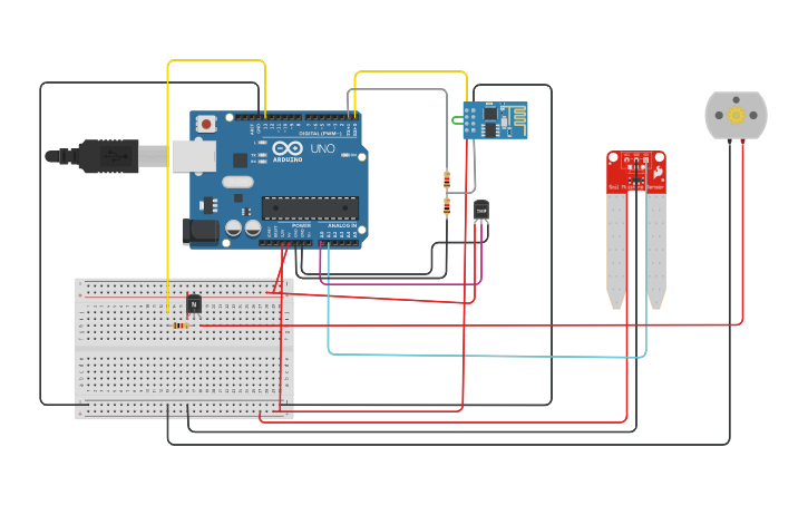 Circuit design Smart Irrigation - Tinkercad