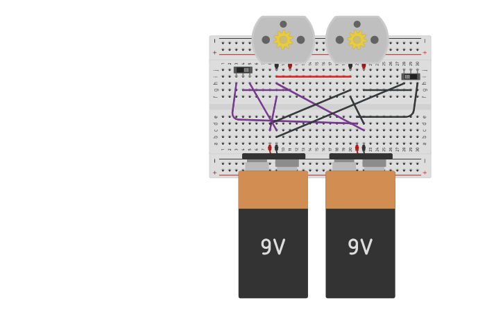 Circuit design 3º. ejercicio 40. ROBOT EVITA OBSTACULOS CON 2M Y 2FC | Tinkercad