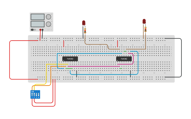 Circuit design Half adder using nor gate - Tinkercad