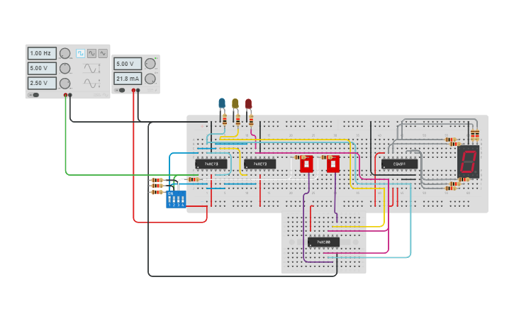 Circuit Design 3 Bit Asynchronous Binary Counters Up Tinkercad 4004