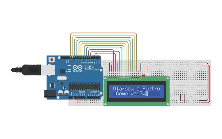 Circuit design Projeto Display LCD com Arduino - Tinkercad