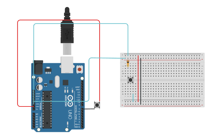 Circuit design resistor Pull up - Tinkercad