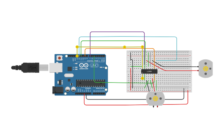 Circuit design motores con arduino - Tinkercad