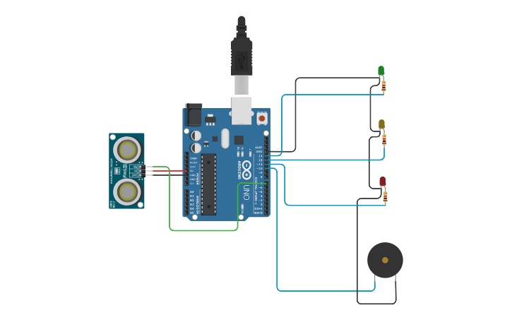 Circuit design Proiect_EEA Proximity Sensor | Tinkercad