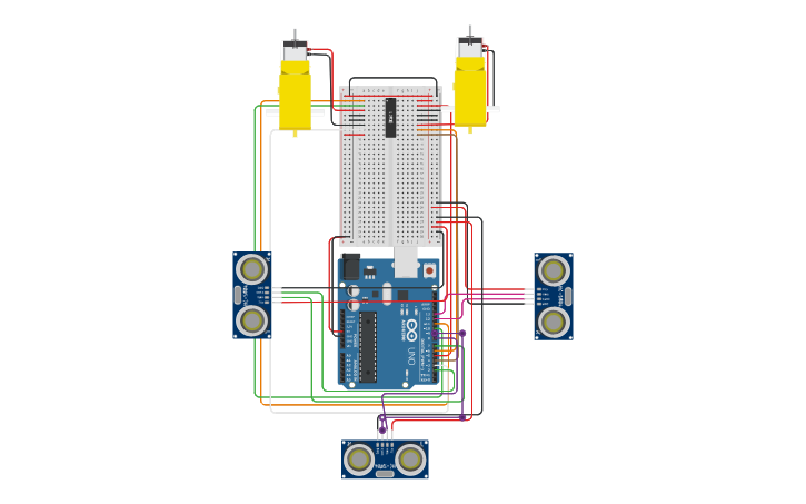 Circuit design robot resuelve laberintos - Tinkercad