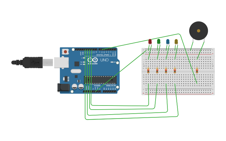 Circuit design ışıklı müzik kutusu - Tinkercad