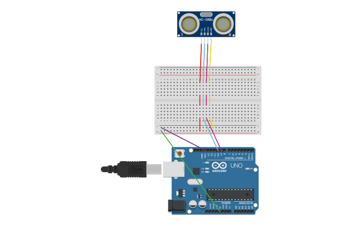 Circuit design Ultrasonic Sensor - Project (Upward Bound) | Tinkercad