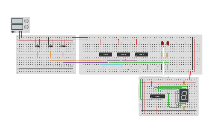 Circuit Design Decodifica 7 Segmenti Tinkercad