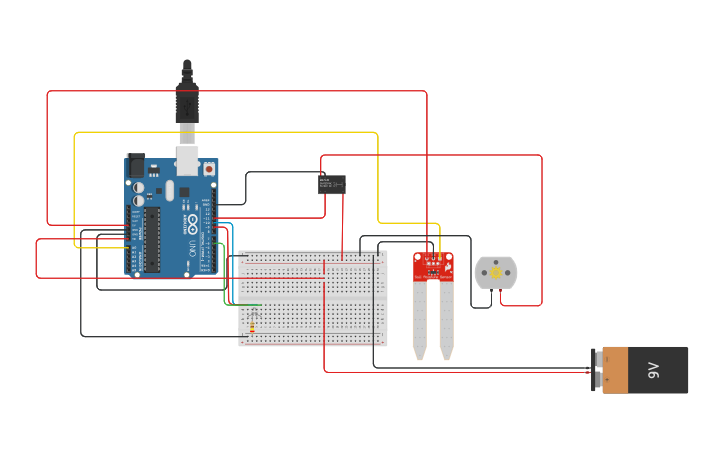 Circuit design soil sensor project - Tinkercad