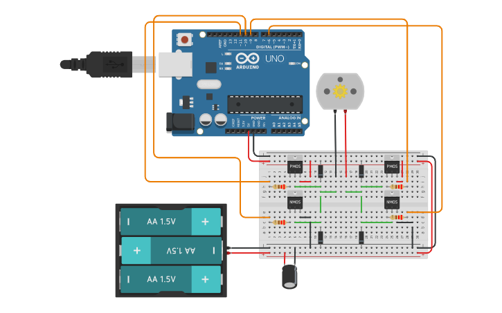 Circuit design H-Bridge - Tinkercad