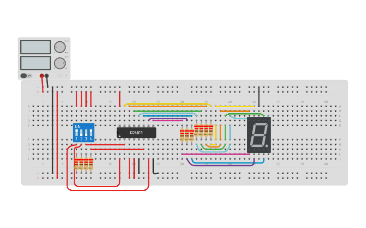 Circuit design CD4511 - Tinkercad