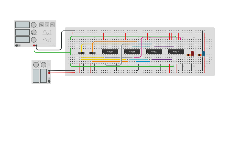 Circuit design 2 Bit Right/Left Shift Register - Tinkercad