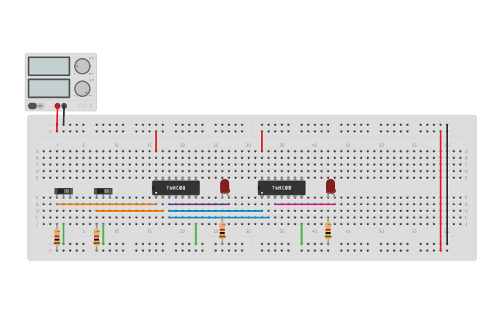 Circuit design AND+NAND | Tinkercad