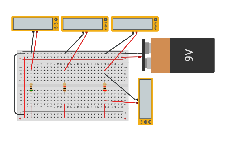 Circuit design Parallel Circuit - Different Resistance 9V - Tinkercad