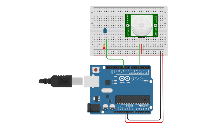 Circuit design Motion Sensor - Tinkercad