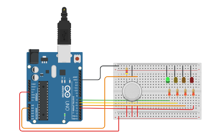 Circuit design Sensor Gas | Tinkercad
