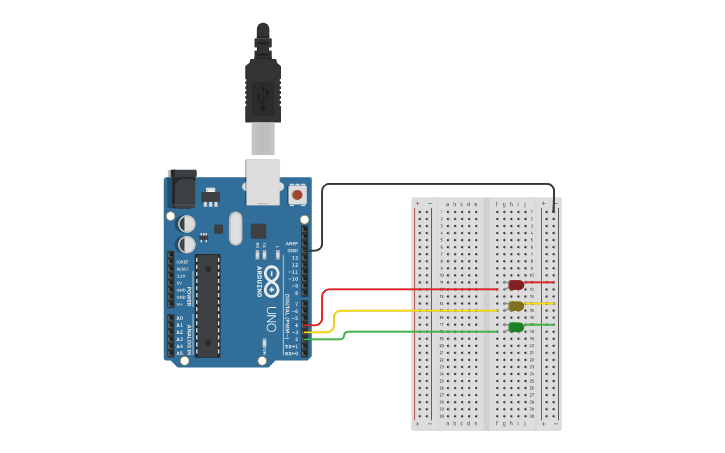 Circuit design ! THE TRAFFIC SIGNAL ! | Tinkercad