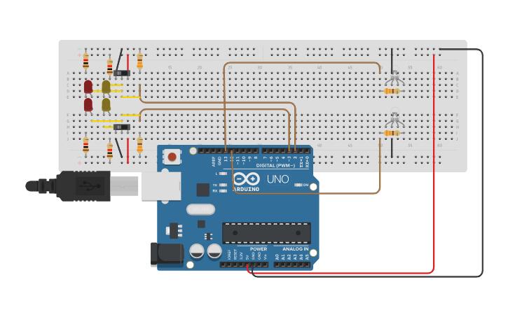 Circuit design control de nivel arduino | Tinkercad
