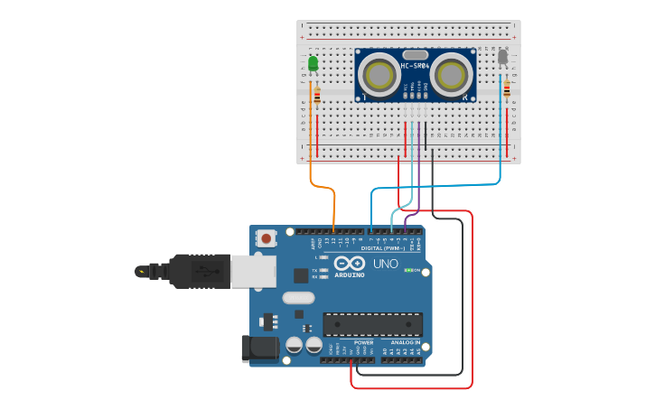 Circuit design SENSOR ULTRASONIDO - Tinkercad
