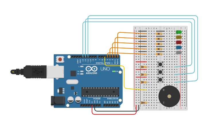 Circuit design Memory game - Tinkercad
