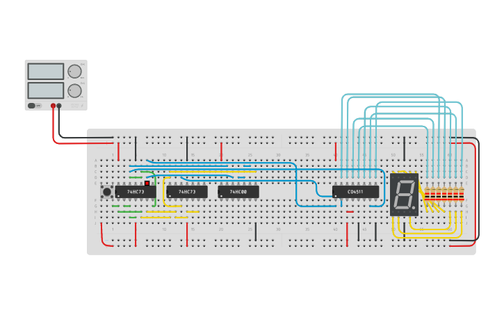 Circuit design Contatore Sincrono Modulo 8 - Tinkercad