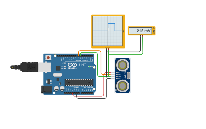 Circuit design Ultrasonic Distance Sensor Lab | Tinkercad