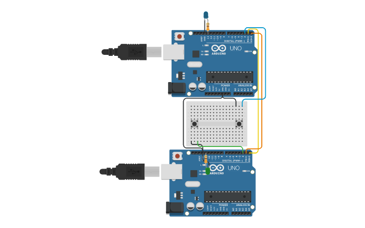 Circuit design Serial Communication (UART) with LED - Tinkercad