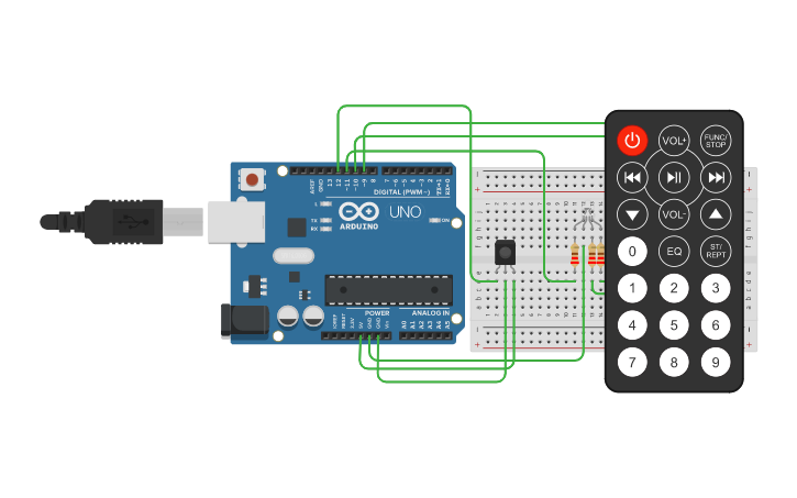 Circuit design control rgb led using IR sensor - Tinkercad