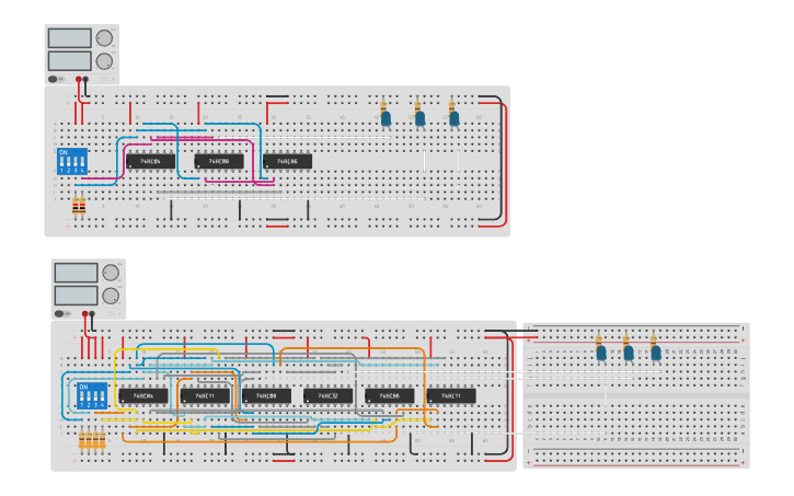 Circuit Design Magnitude Comparator 1 Bit 2 Bit Tinkercad